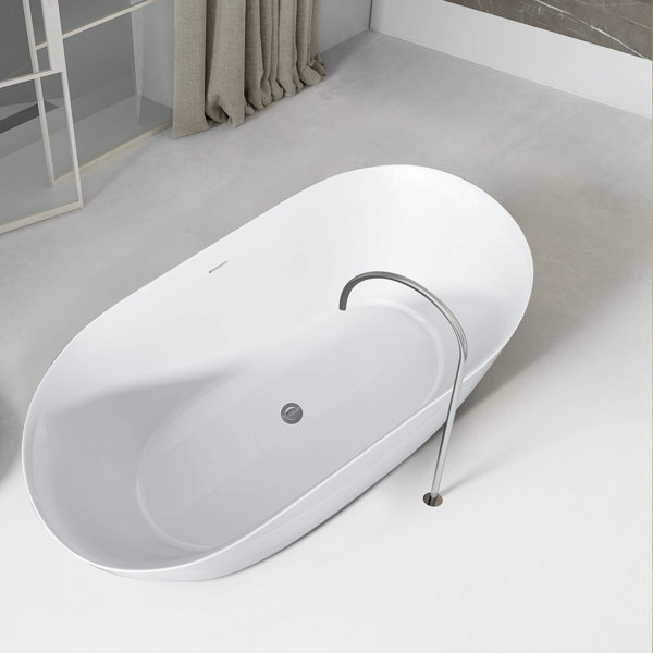Homein 59 X 29 9 Freestanding Soaking Acrylic Bathtub Wayfair